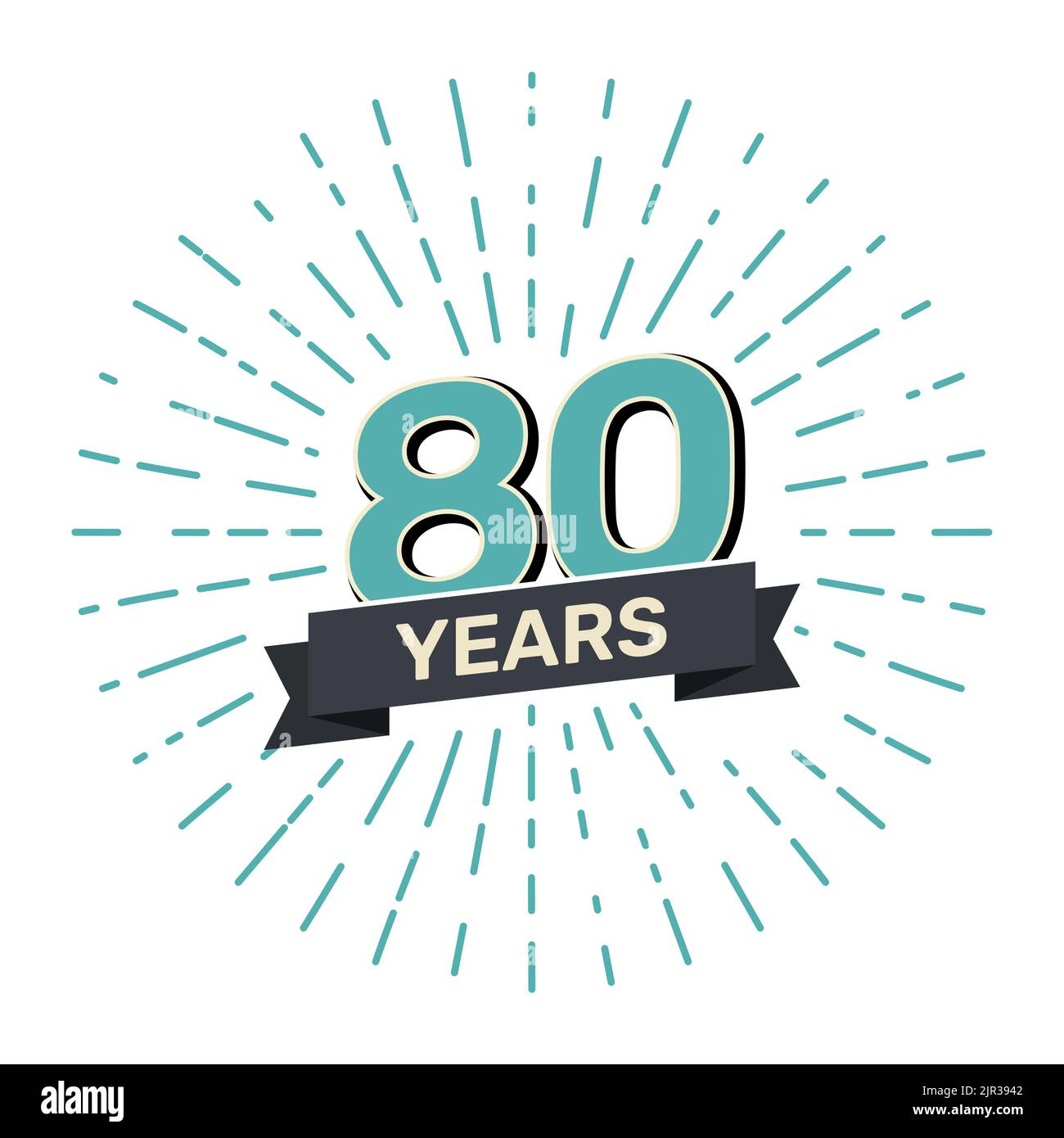 80th anniversary retro stamp icon badge invitation. Anniversary 80 ...