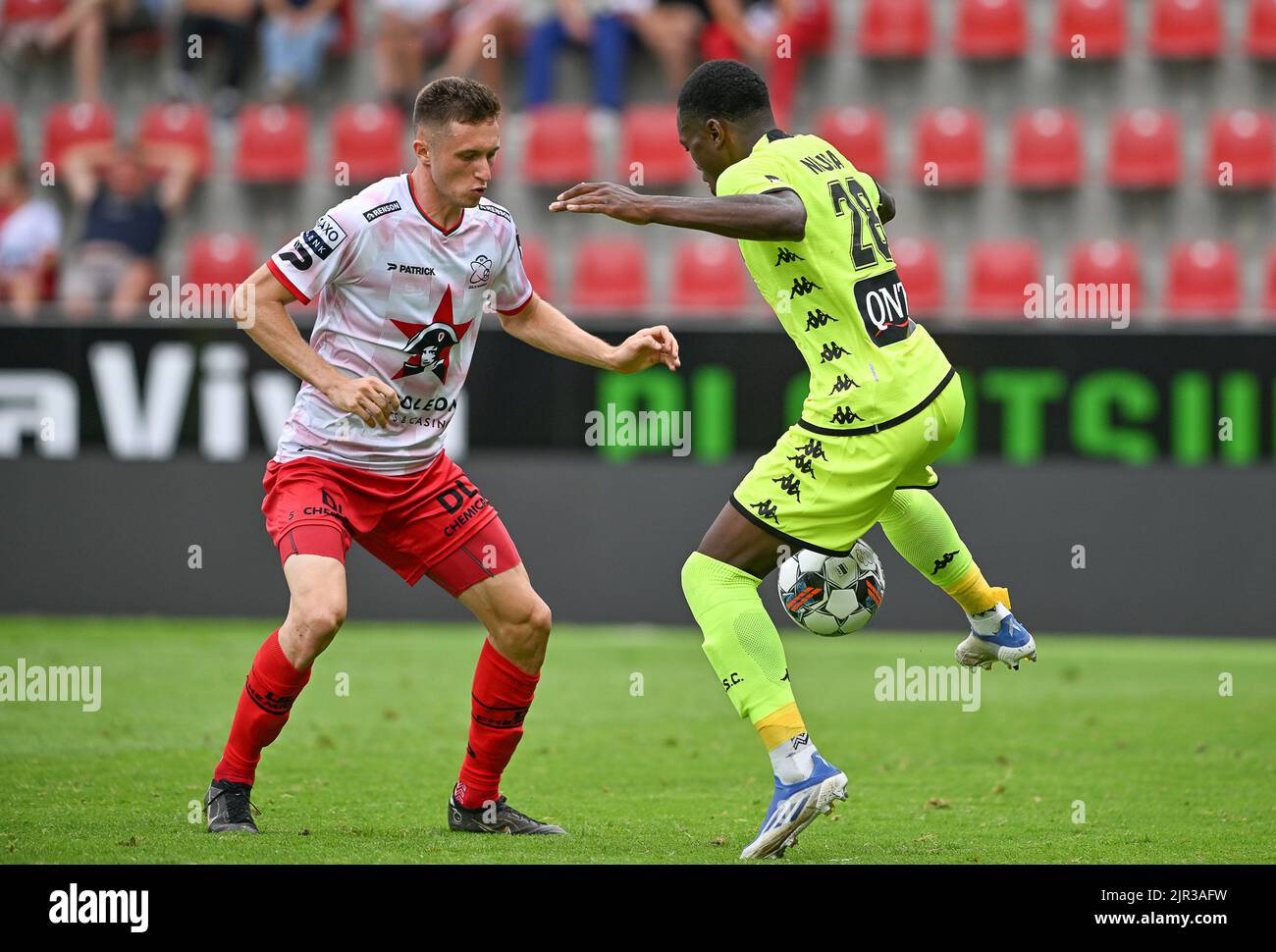 Waregem, Belgium, 21/08/2022, Essevee's Oleksandr Drambaiev and ...