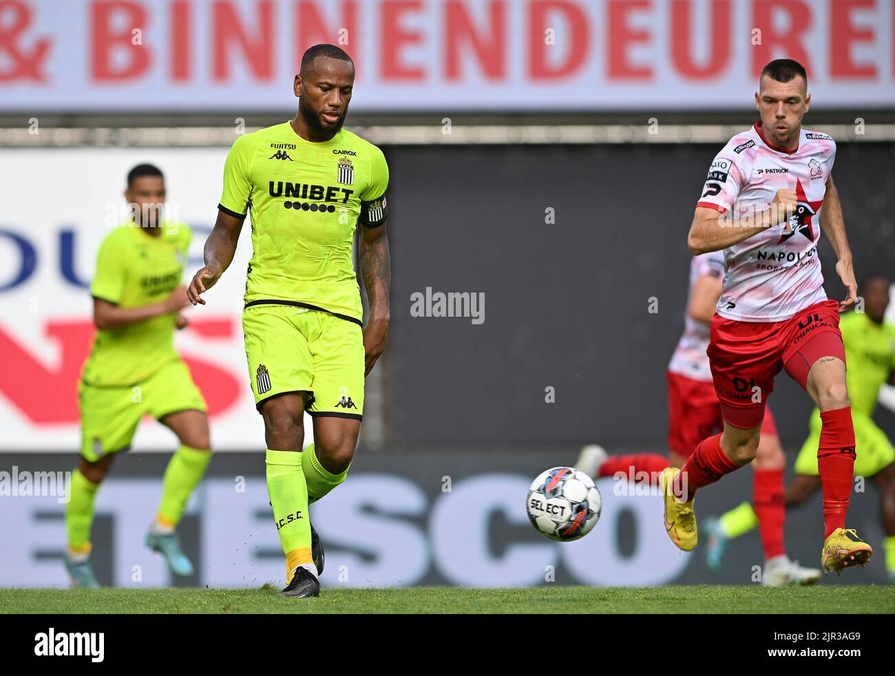 Waregem, Belgium, 21/08/2022, Charleroi's Marco Ilaimaharitra and ...