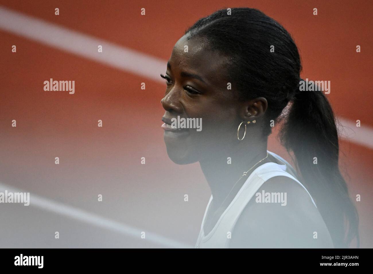 Belgian Athlete Anne Zagre pictured after the semifinals of the women's ...