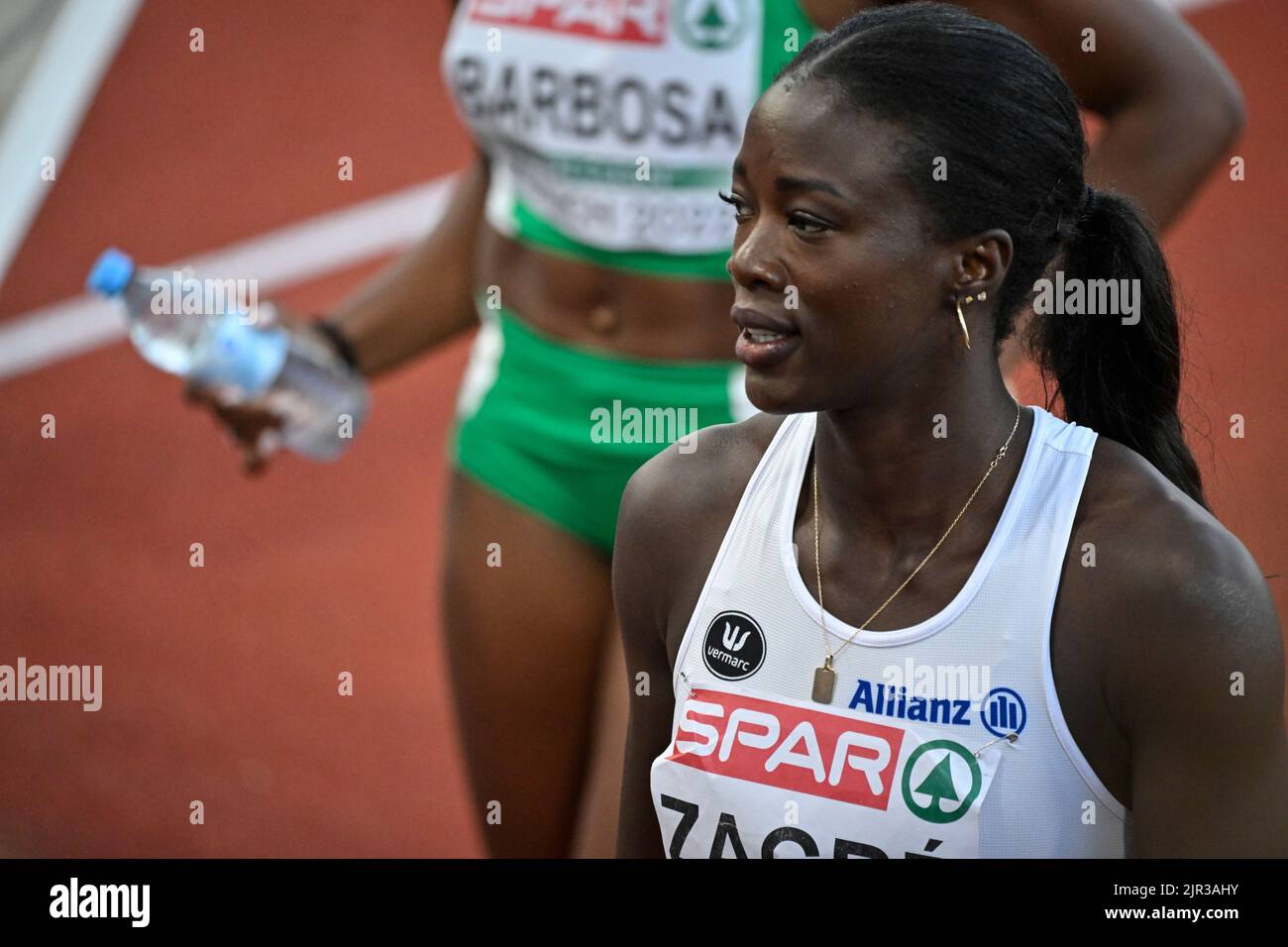Belgian Athlete Anne Zagre pictured after the semifinals of the women's ...