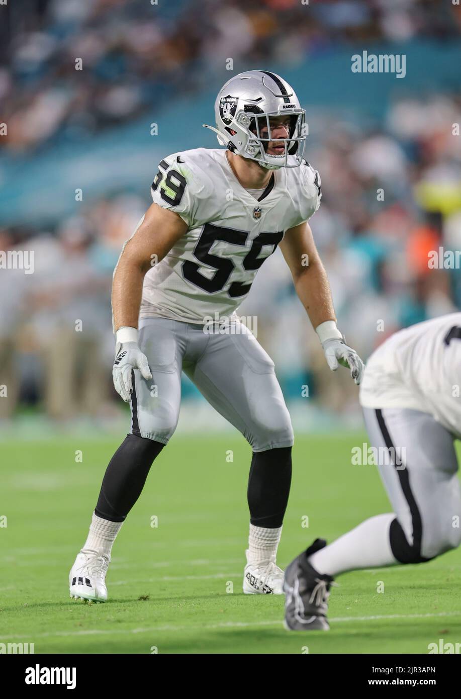 Miami. FL USA; Las Vegas Raiders linebacker Luke Masterson (59) on the ...