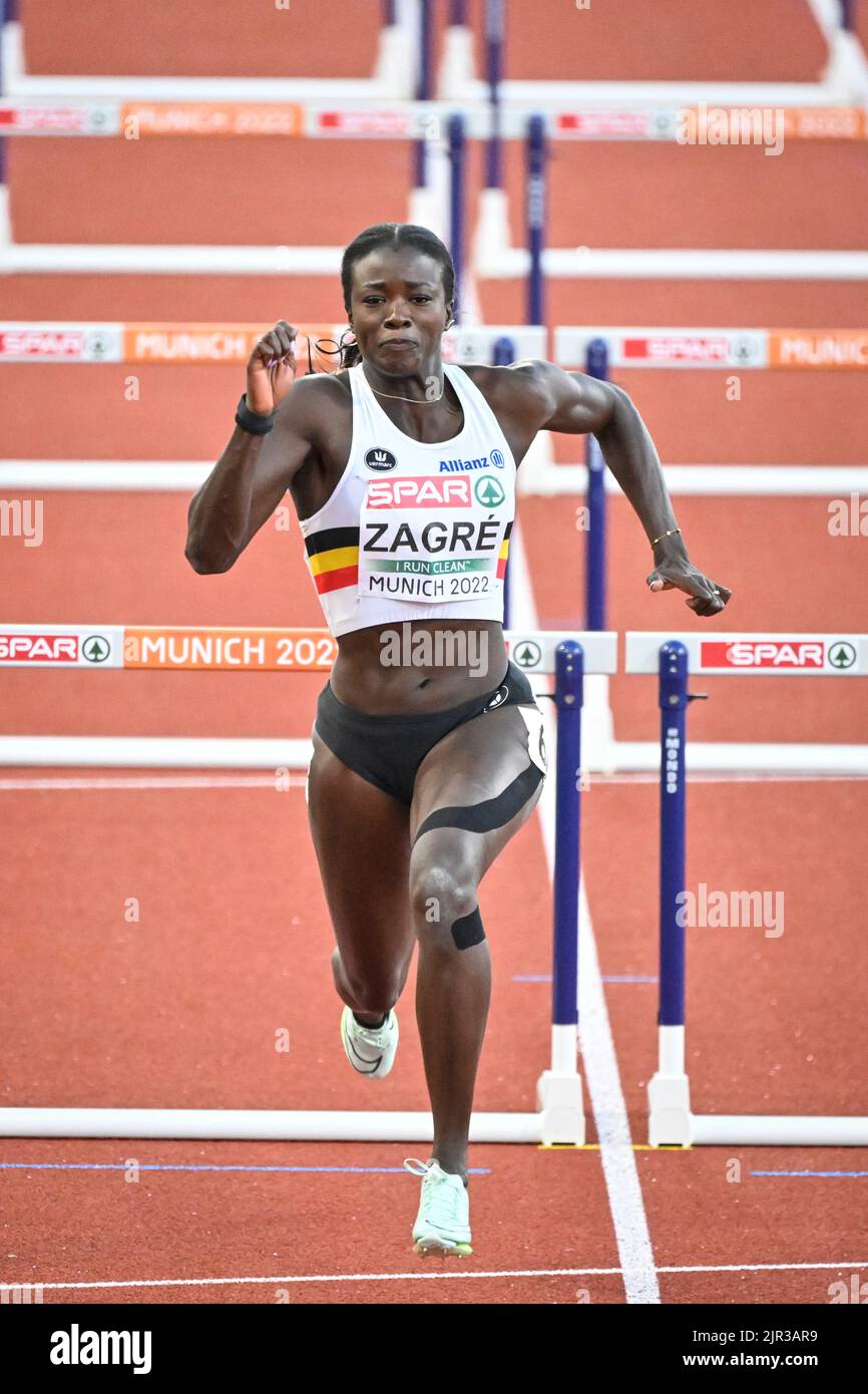 Belgian Athlete Anne Zagre pictured in action during the semifinals of ...