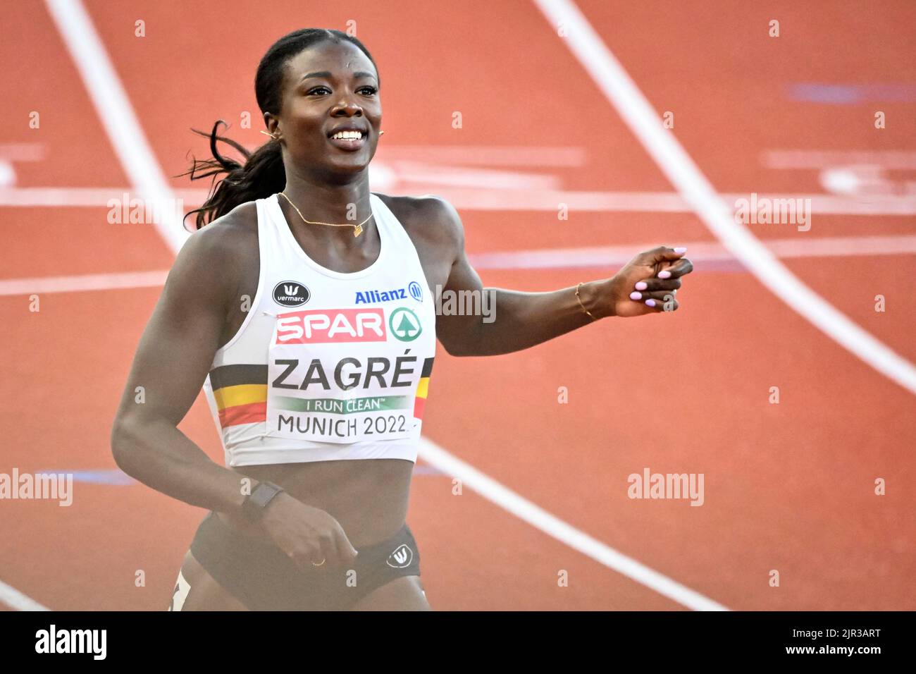 Belgian Athlete Anne Zagre pictured in action during the semifinals of ...
