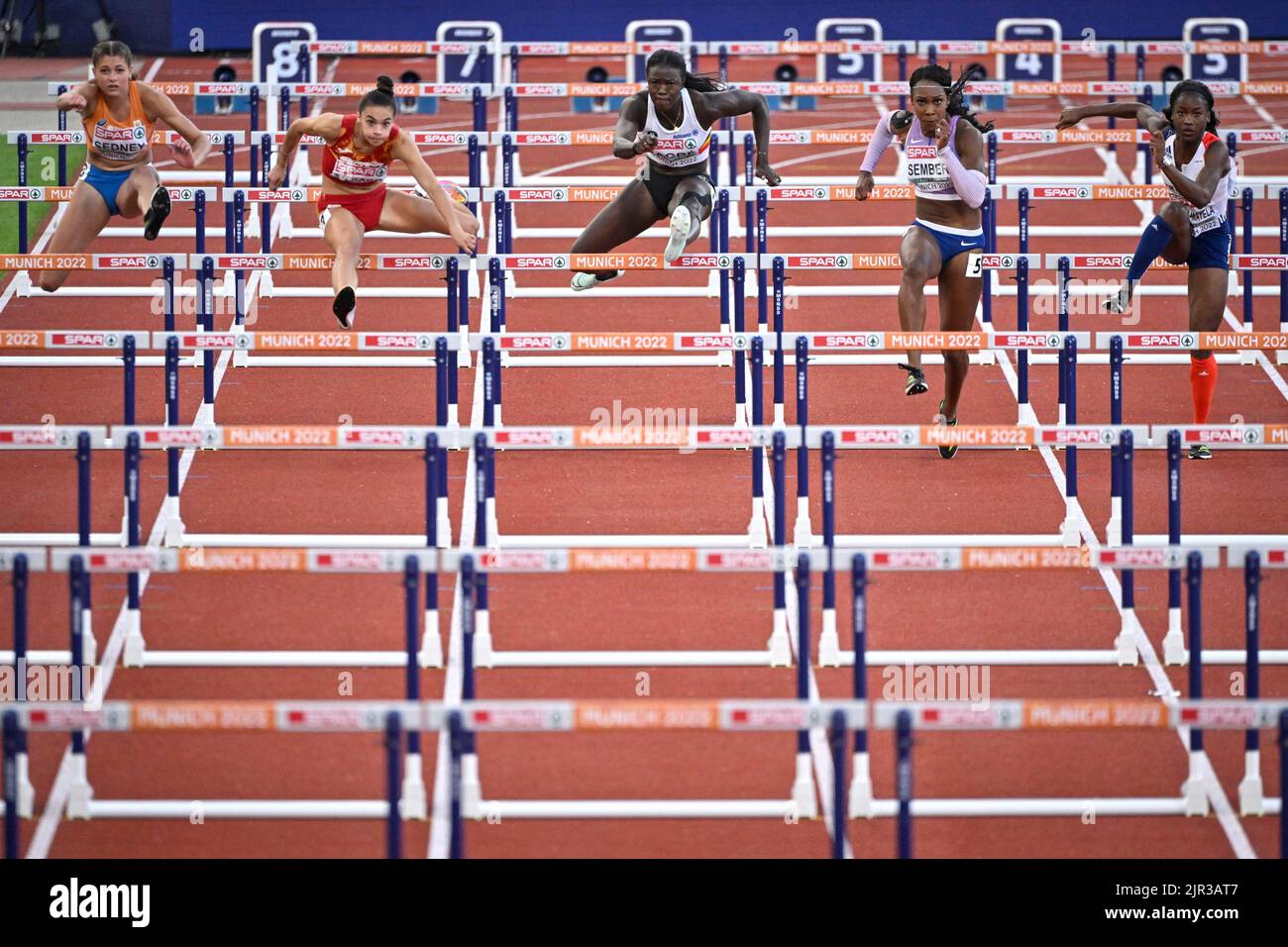 Belgian Athlete Anne Zagre (C) pictured in action during the semifinals ...