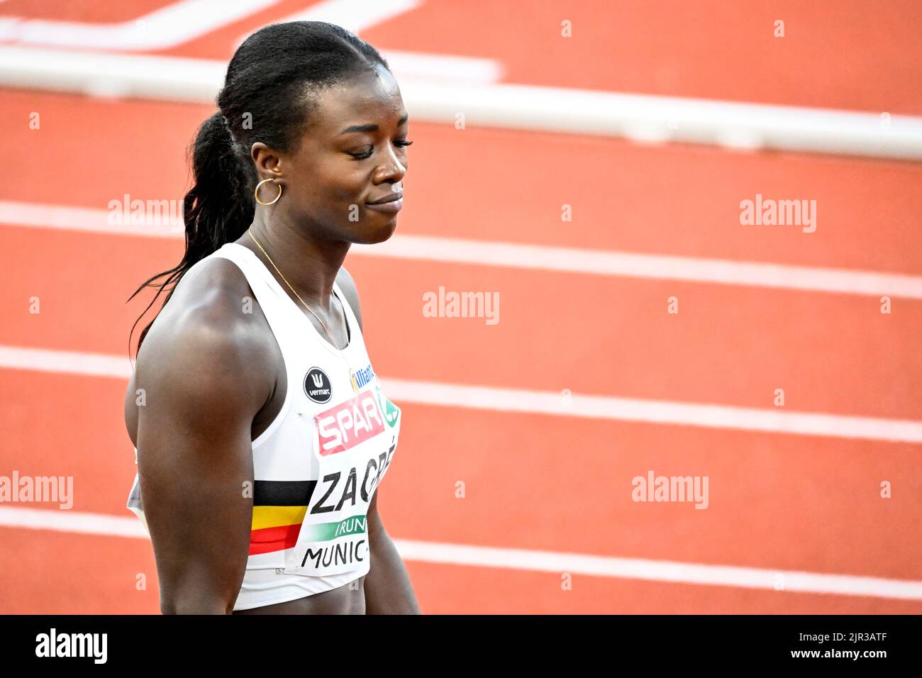 Belgian Athlete Anne Zagre pictured in action during the semifinals of ...