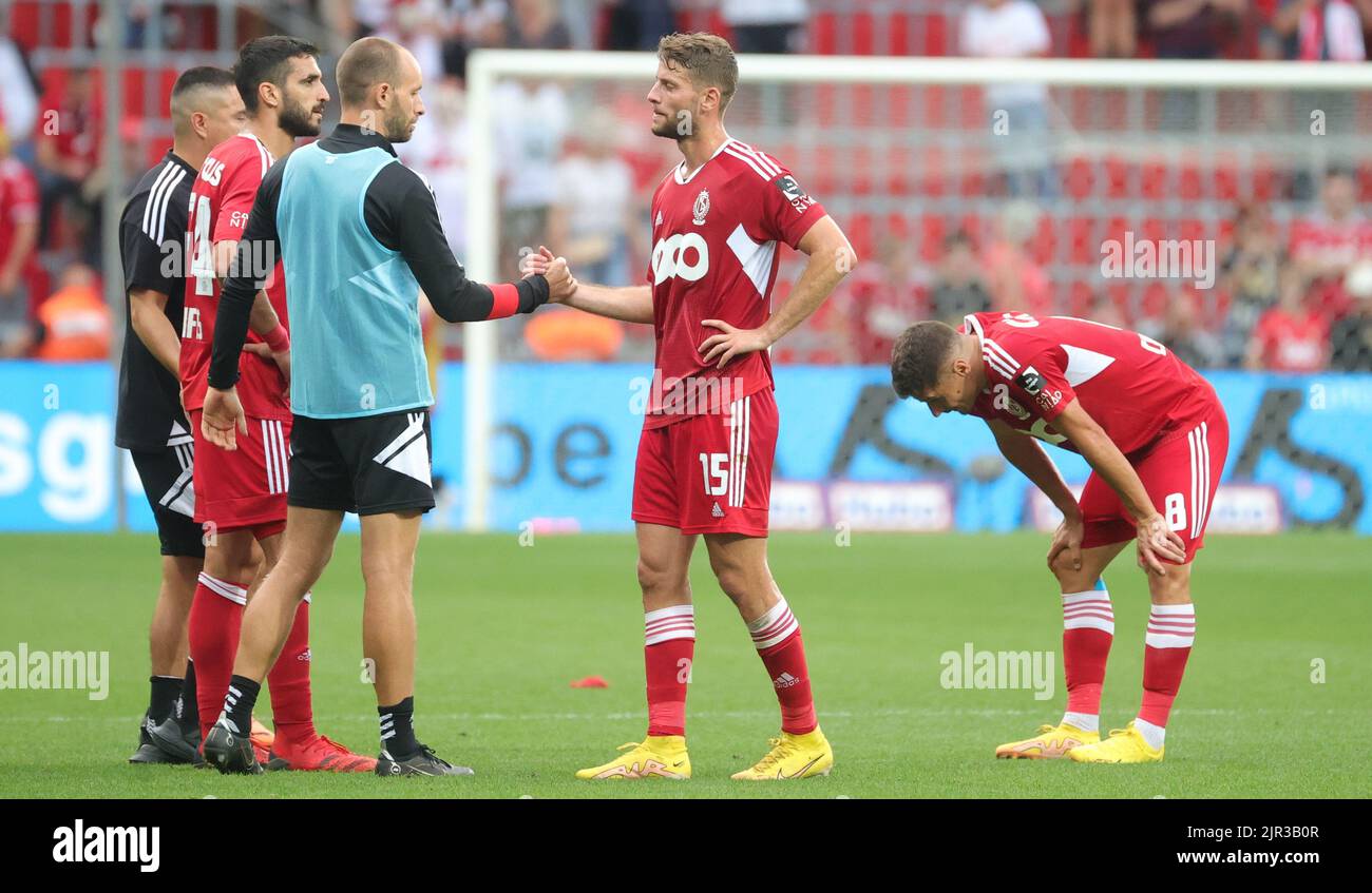 Liege, Belgium, 21 August 2022, Standard's Eden Shamir looks dejected ...