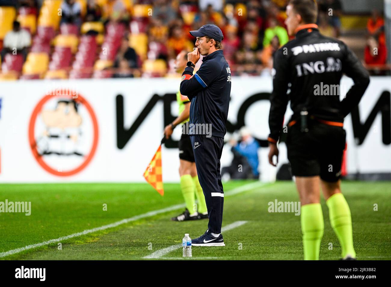 Mechelen, Belgium, 21 August 2022, Westerlo's head coach Jonas De Roeck ...