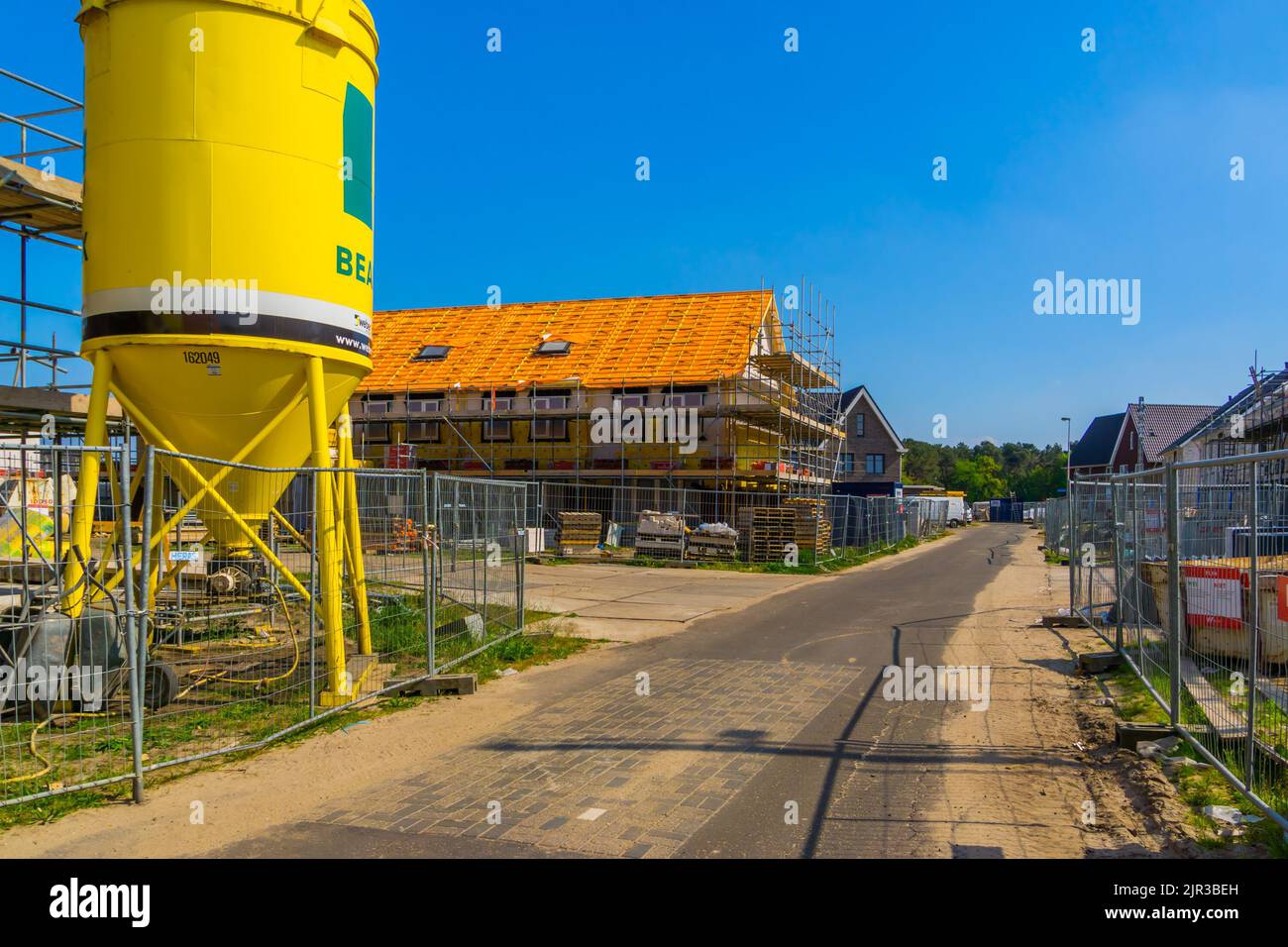 road view of the construction site in Rucphen, The Netherlands, 6 may ...