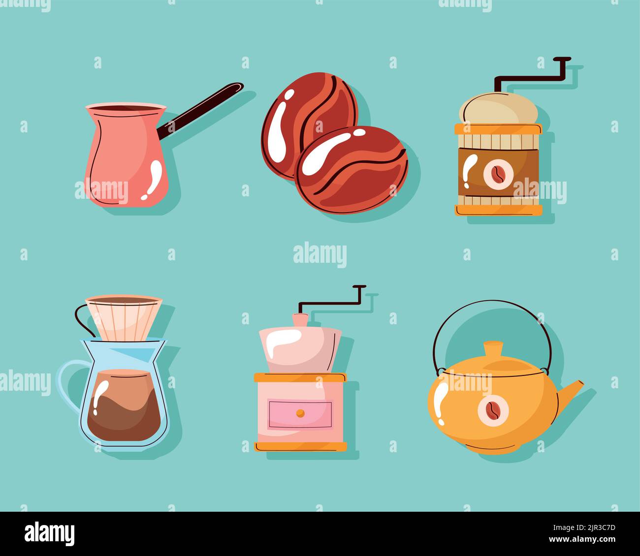 six coffee beverage icons Stock Vector Image & Art - Alamy