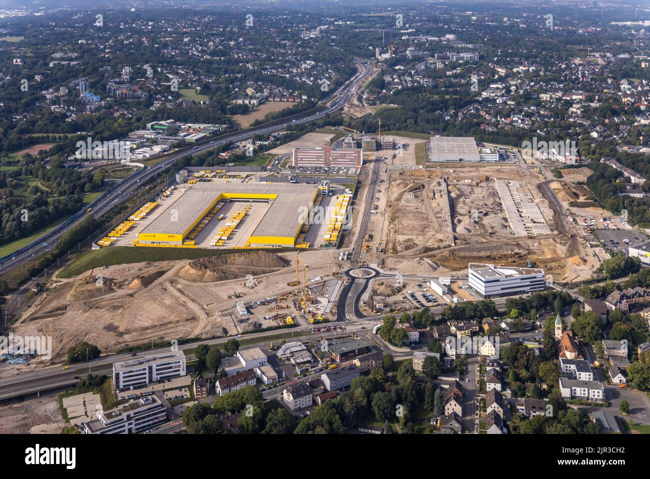 Aerial view, industrial area Mark 51°7 and construction site with new ...
