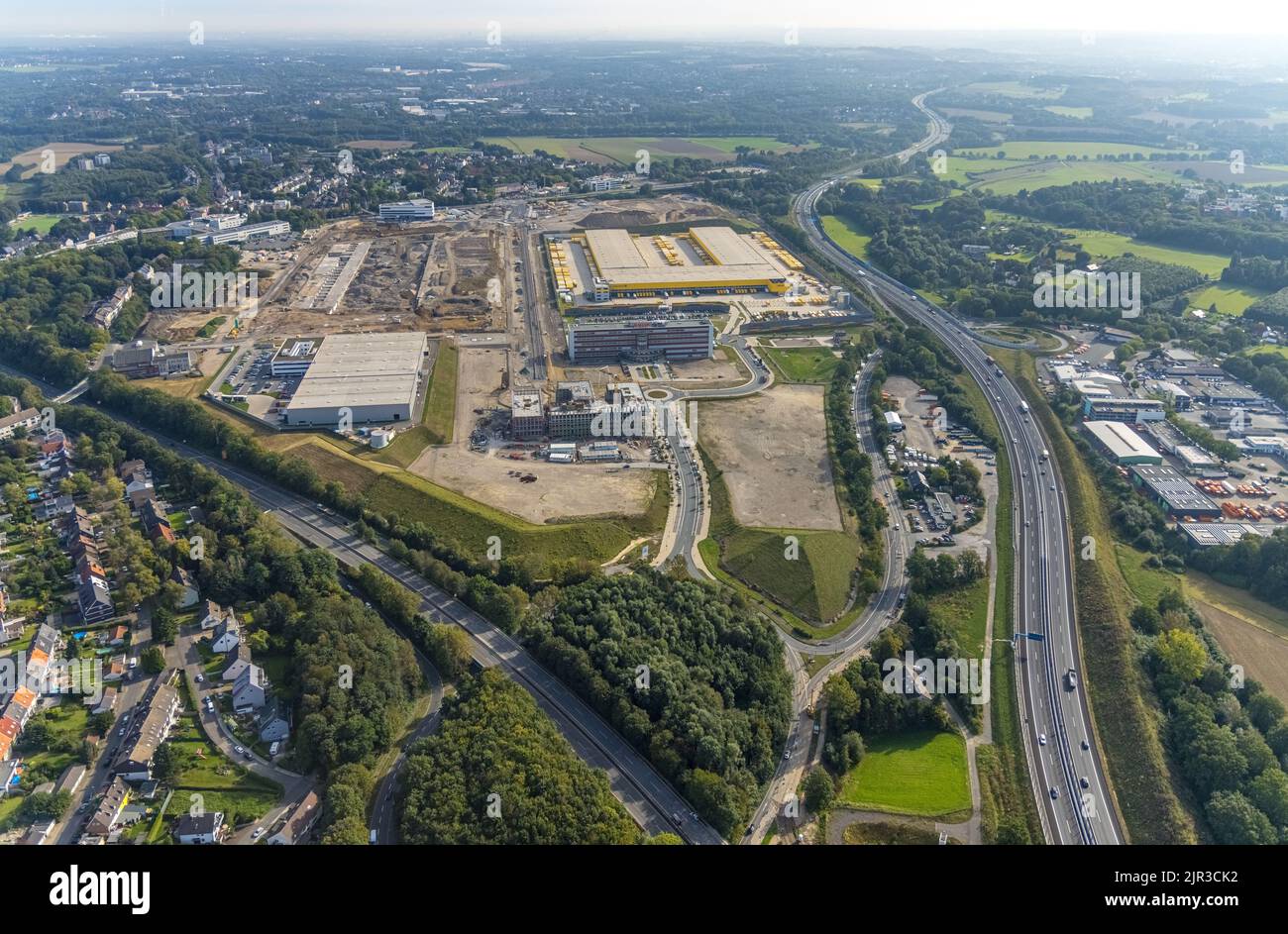 Aerial view, industrial area Mark 51°7 and construction site with new ...