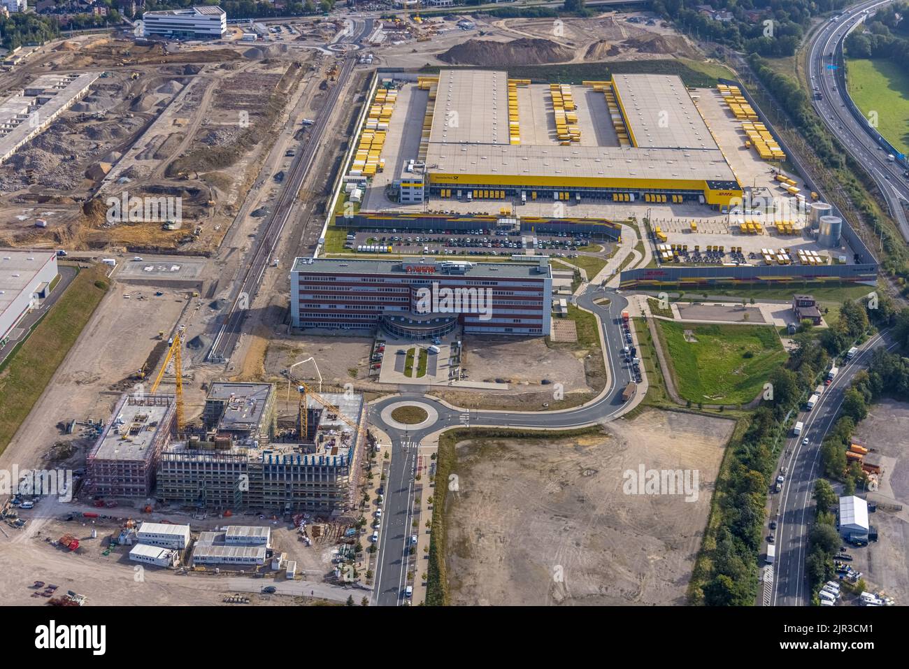Aerial view, industrial area Mark 51Ã'Â°7 and construction site with ...