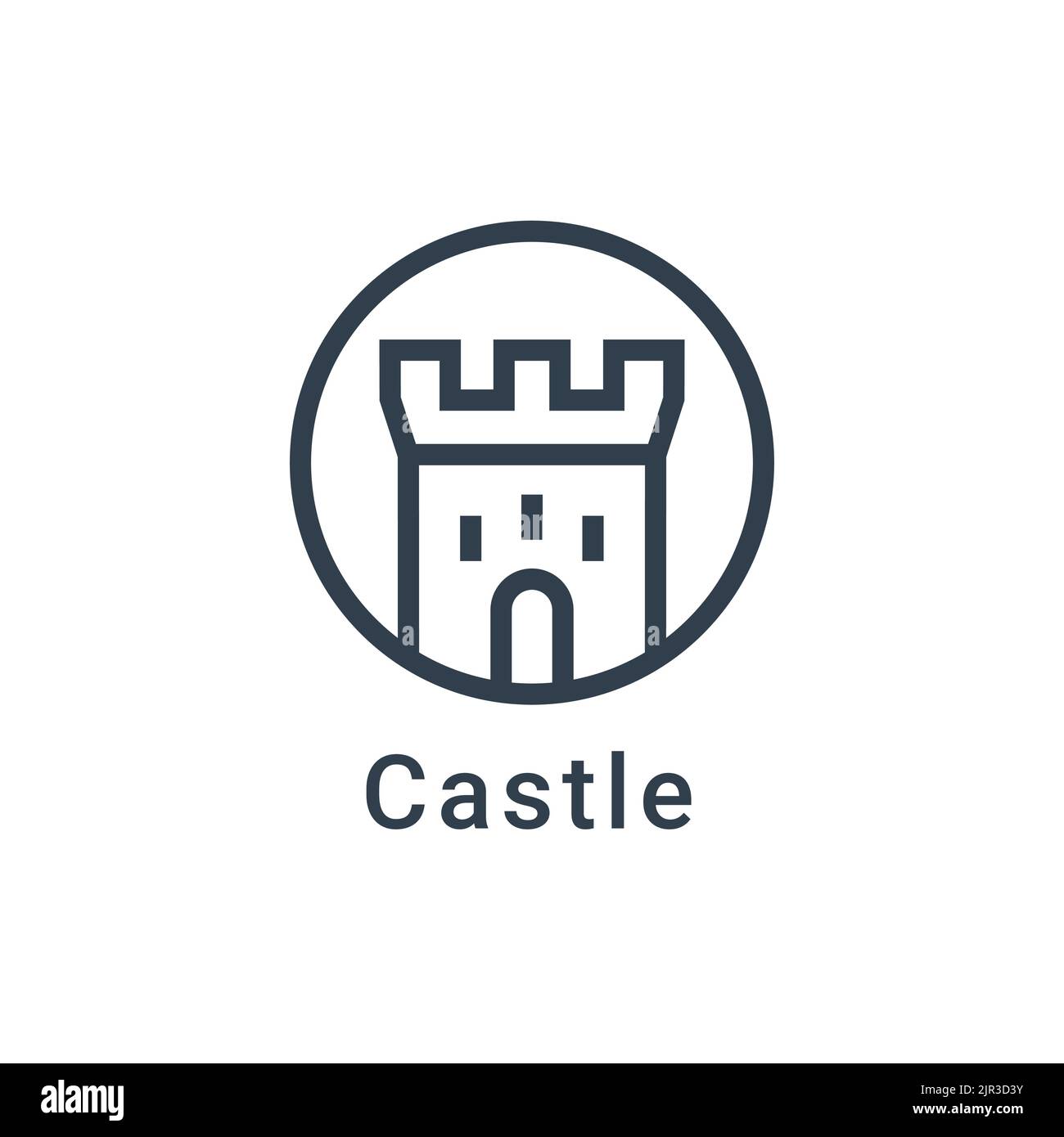 Castle vector icon fort line symbol tower. Castle tower logo stronghold ...