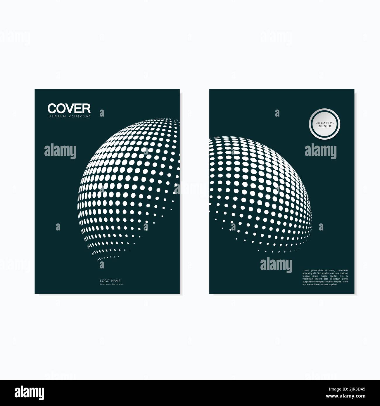 Dark brochure design template. Vector illustration with halftone style ...