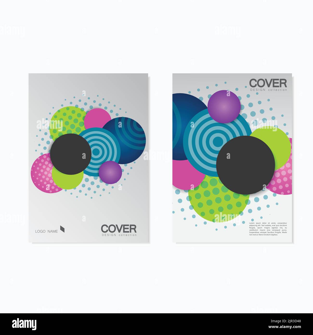 Colorful brochure design template. Vector illustration with circles ...