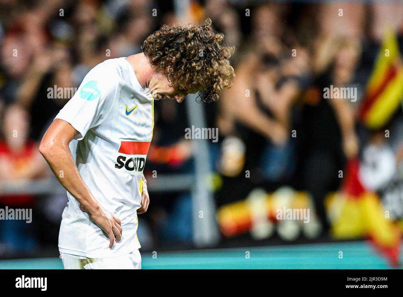 Mechelen, Belgium, 21 August 2022, Westerlo's Maxim De Cuyper shows ...