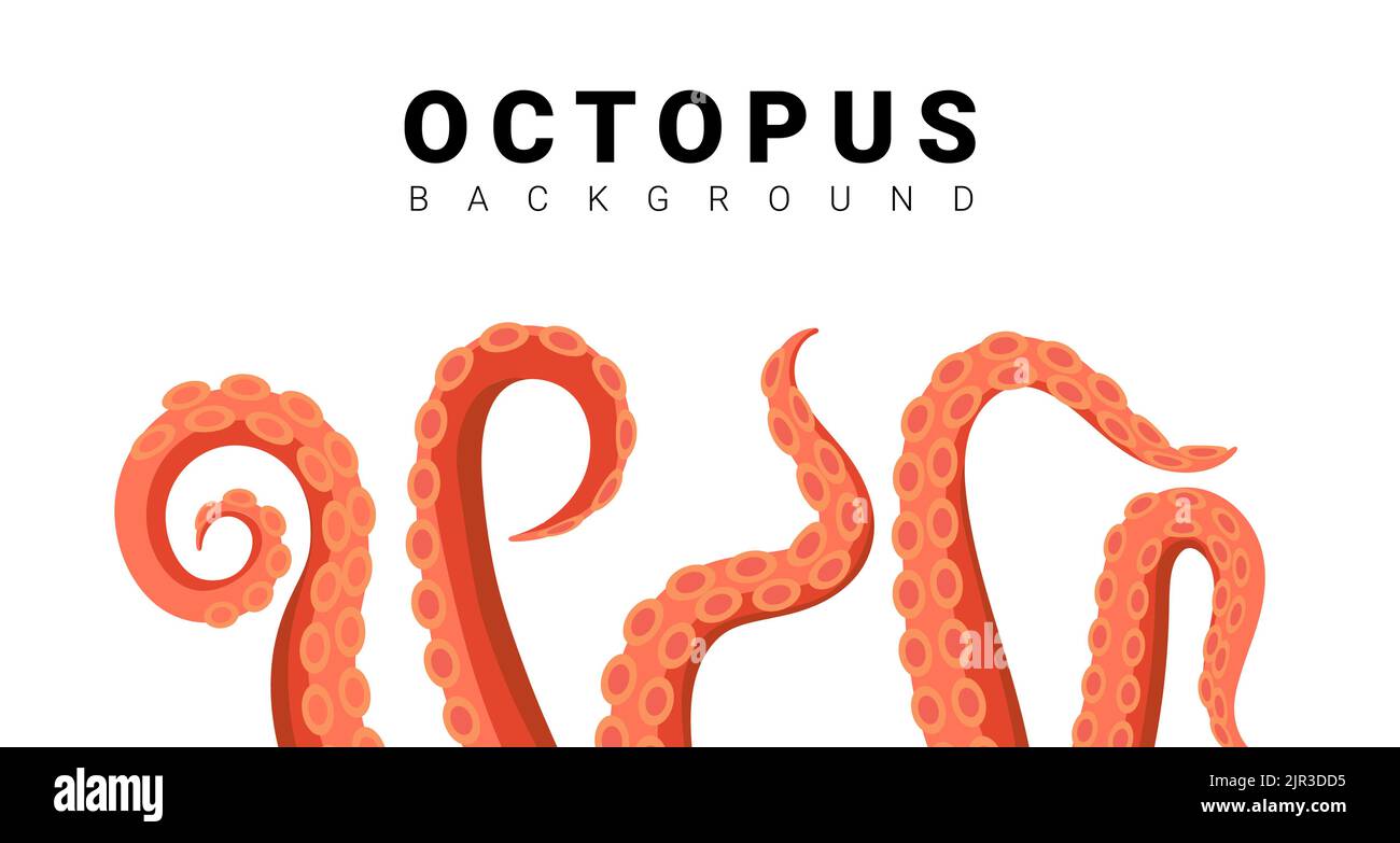 Octopus tentacle vector giant illustration monster sea creature. Octopus tentacle squid ocean ...