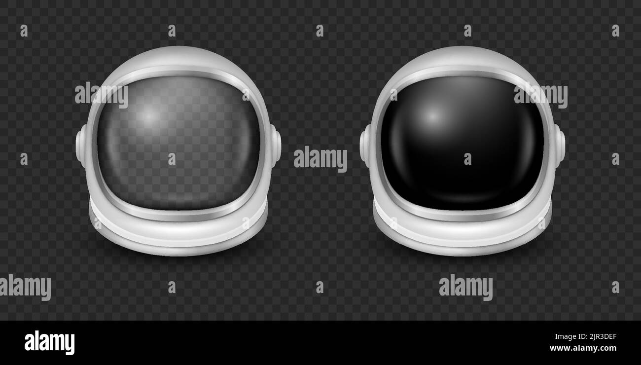 Vector 3d Realistic Astronaut Helmets, Cosmonaut Mask with Transparent ...