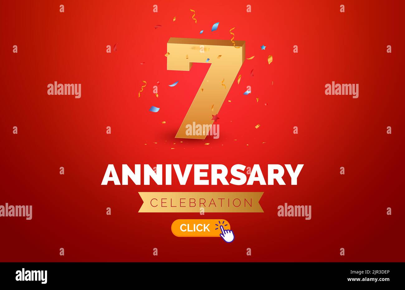Anniversary birthday 7 years golden background. Happy vector poster 7 ...