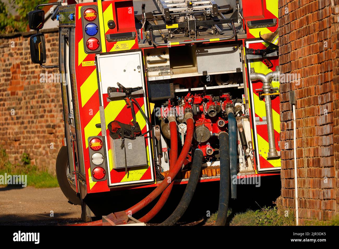 A pump from West Yorkshire Fire & Rescue attending a hay stack fire in ...