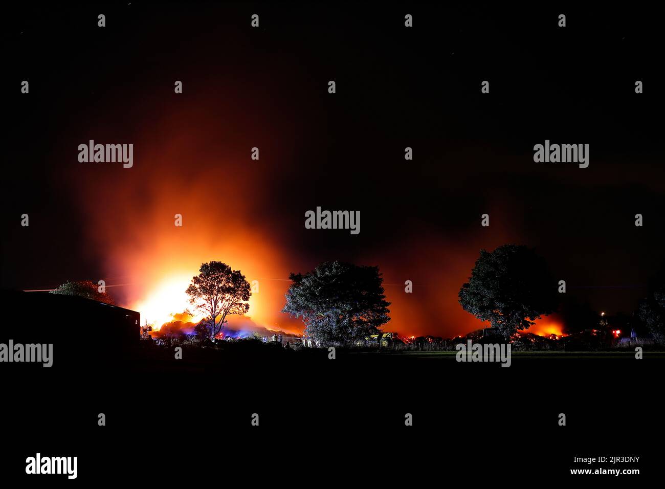 West Yorkshire Firefighters continue to fight a hay stack fire that ...