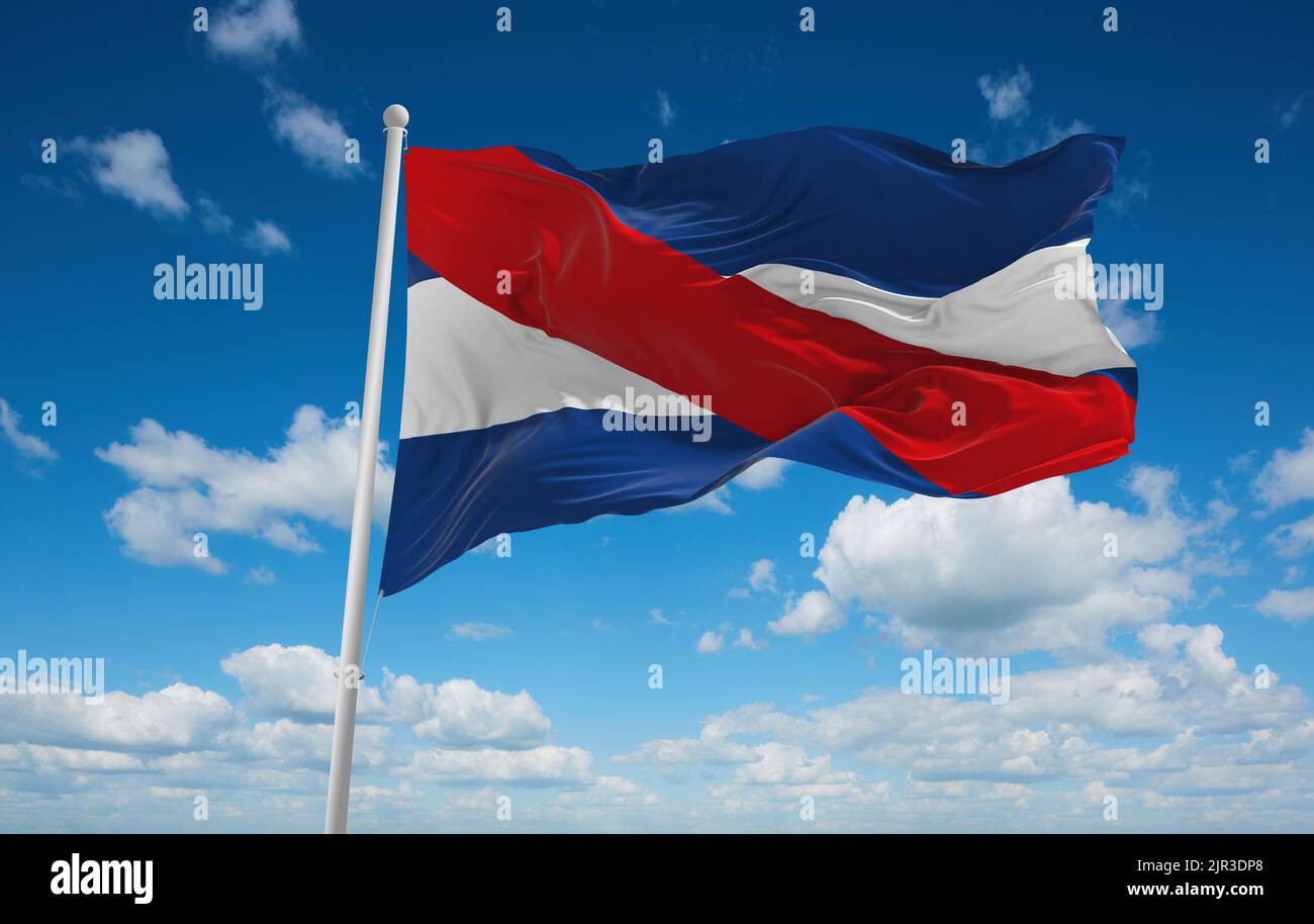 flag of Artigas, America at cloudy sky background, panoramic view. flag ...