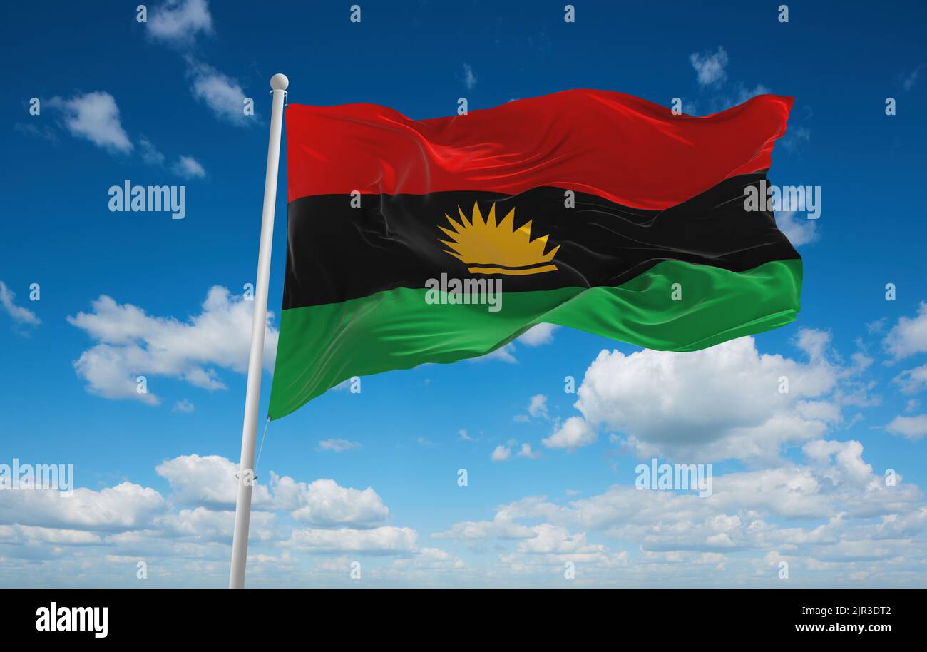 flag of Biafra, africa at cloudy sky background, panoramic view. flag ...