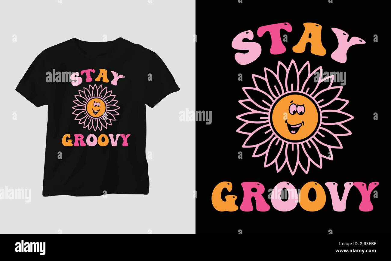 Wavy Retro Groovy T Shirt Design Stock Vector Image And Art Alamy