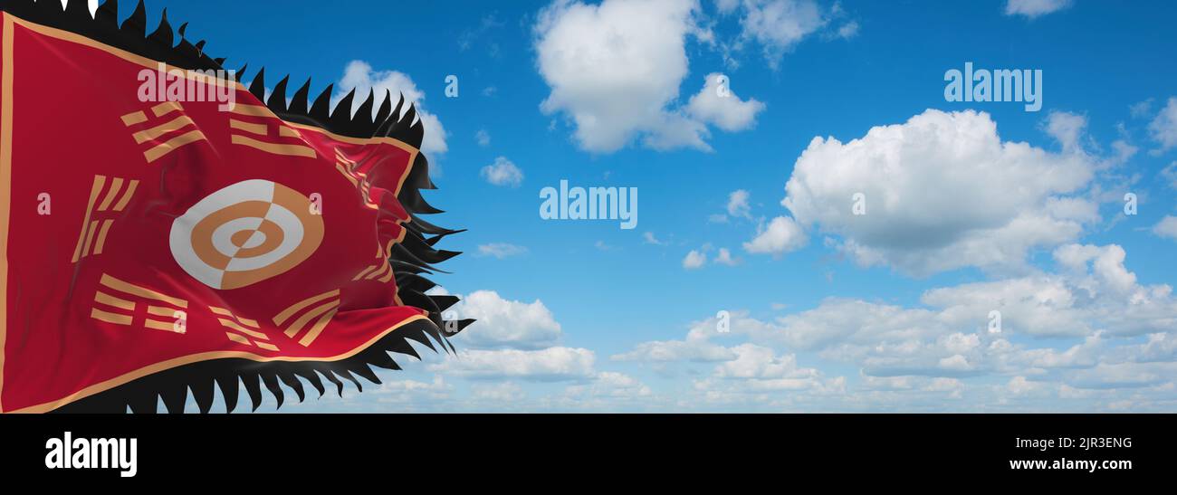 flag of king of Joseon, asia at cloudy sky background, panoramic view ...