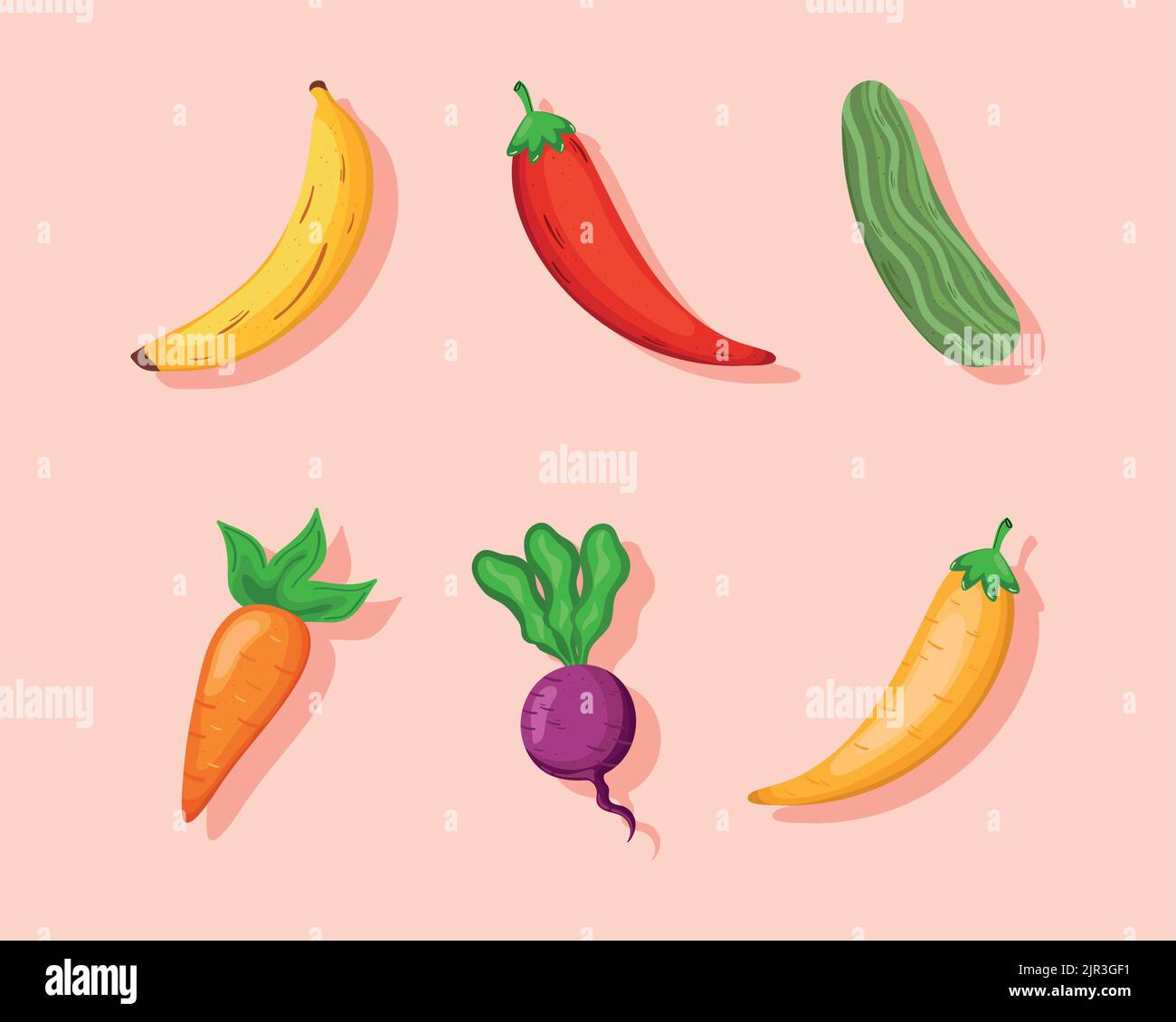 six fruits and vegetables Stock Vector Image & Art - Alamy
