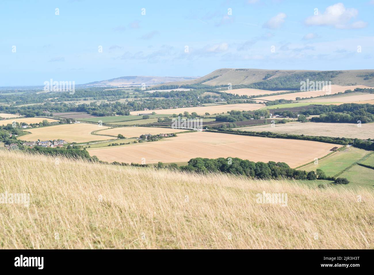 Panoramic view with dry fields in England during drought 2022 Stock ...
