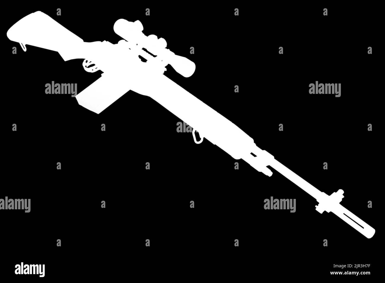 M14 based sniper rifle white silhouette on black background Stock Photo ...