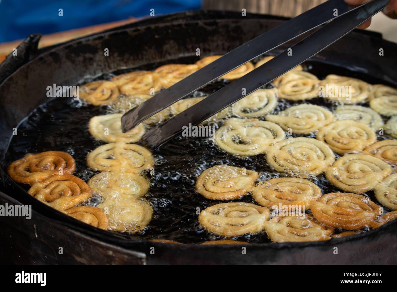 Chef Making Indian Jalebi Also Known As Jilapi, Jilebi, Jilipi, Zulbia ...