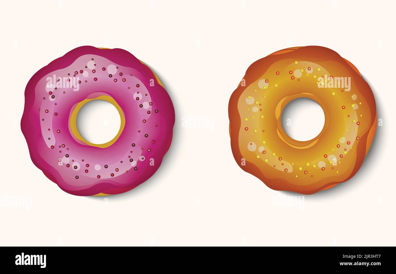 Donut with color icing and multicolored powder isolated on a white ...