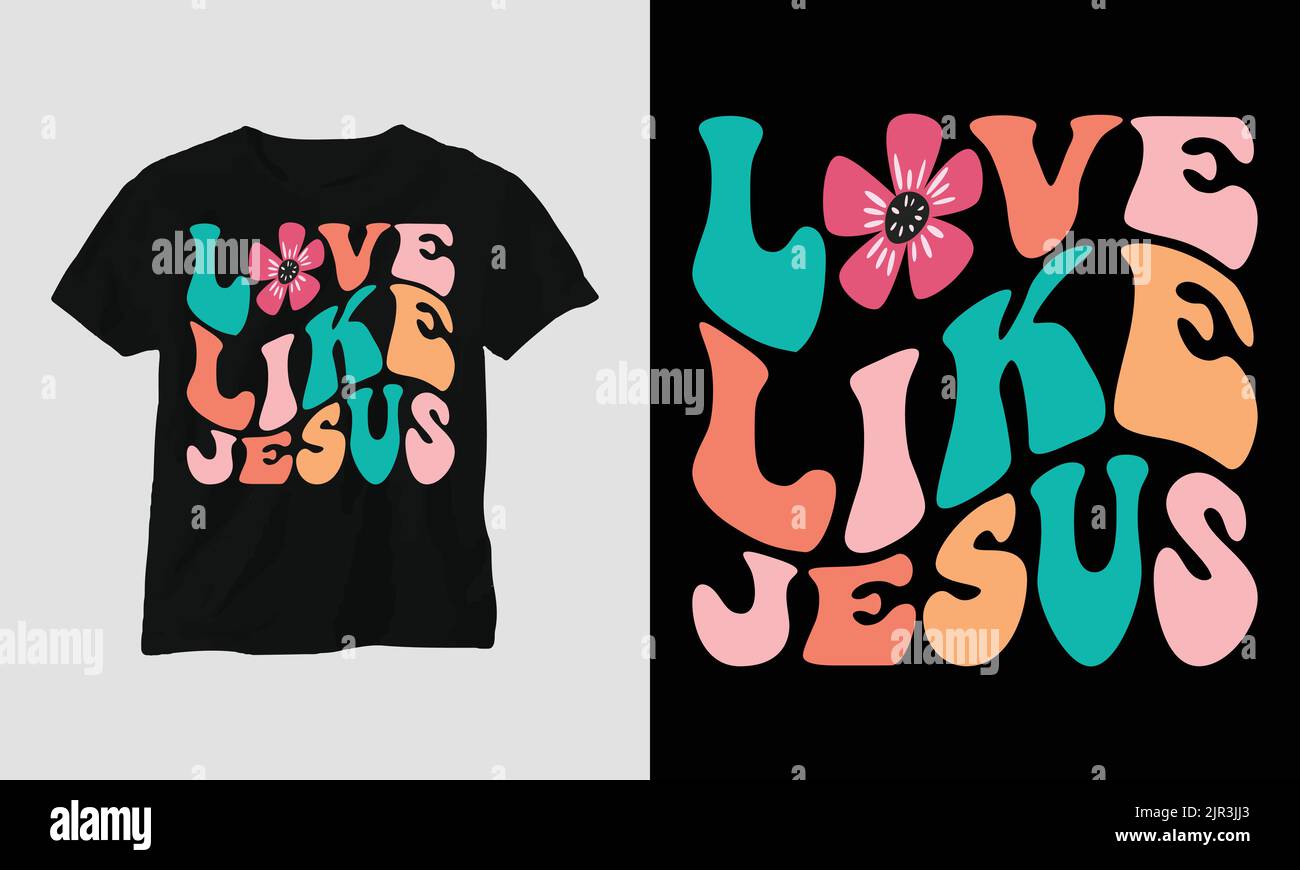 Wavy Retro Groovy T-shirt Design template Stock Vector Image & Art - Alamy