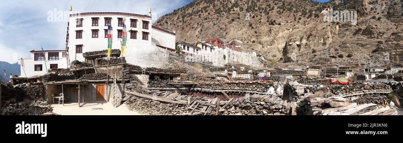 Panoramic view of Marpha village and monastery, one of the best ...