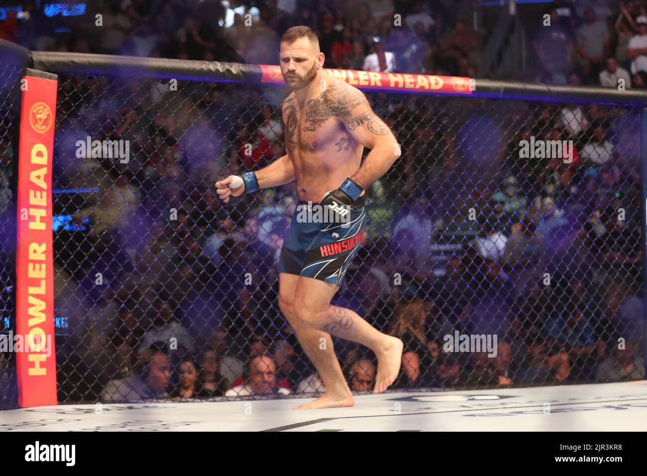 SALT LAKE CITY, UT - AUGUST 20: Tyson Pedro and Harry Hunsucker meet in the octagon for their ...