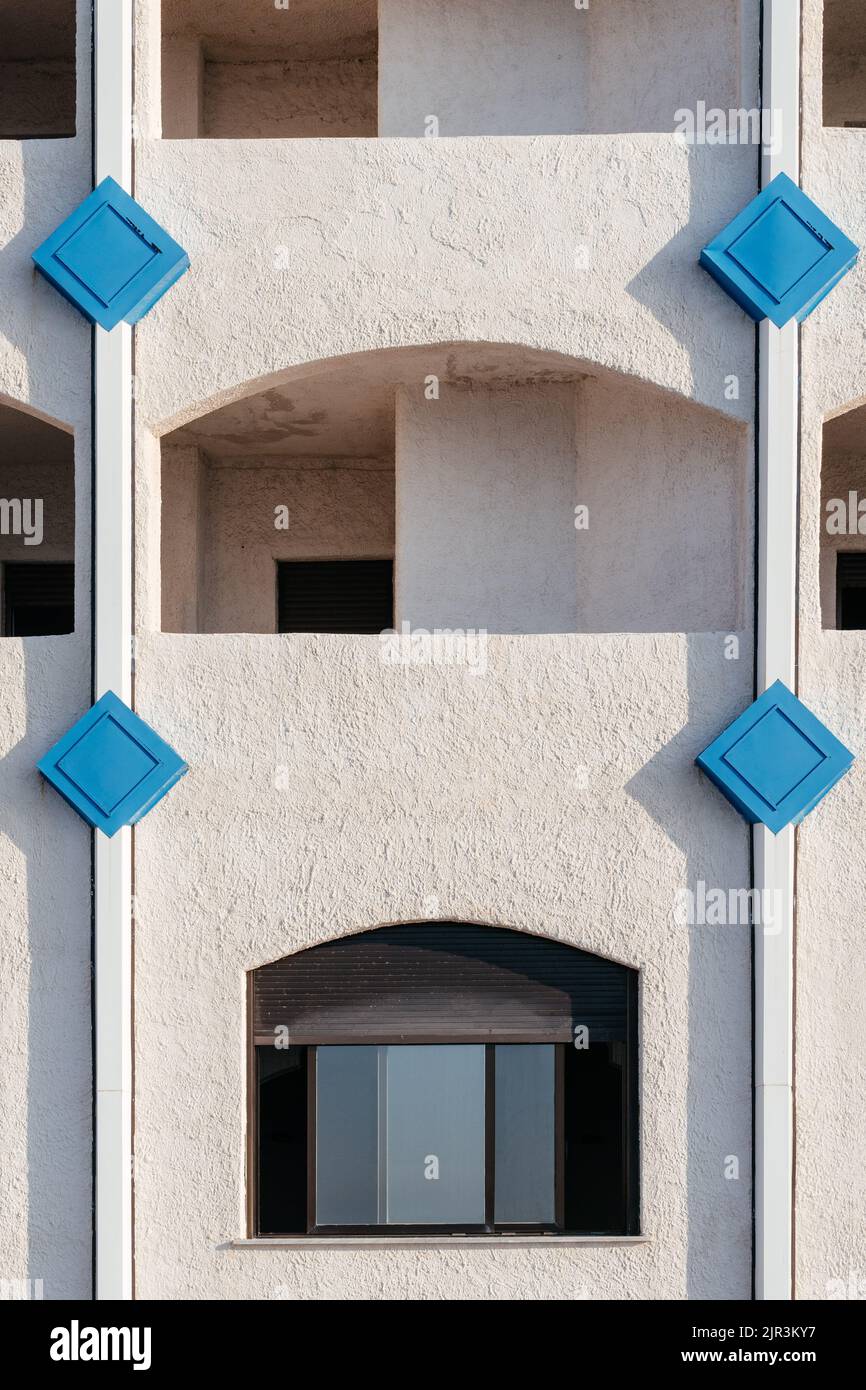 Typical white house facade part in italian city near the sea ...