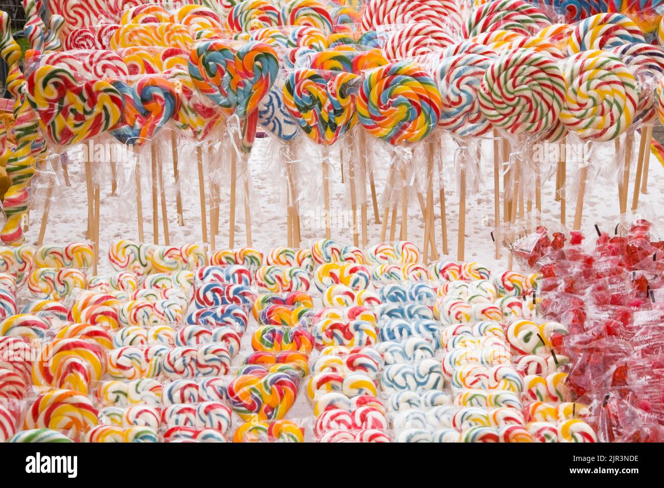 Lollipop candies on display at outdoor market, Budapest, Hungary Stock ...