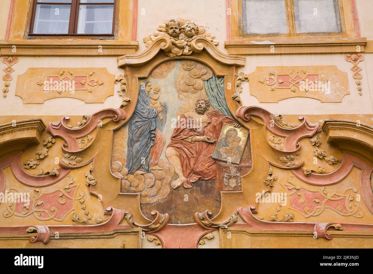 Architectural details on a building in the Prague Castle district ...