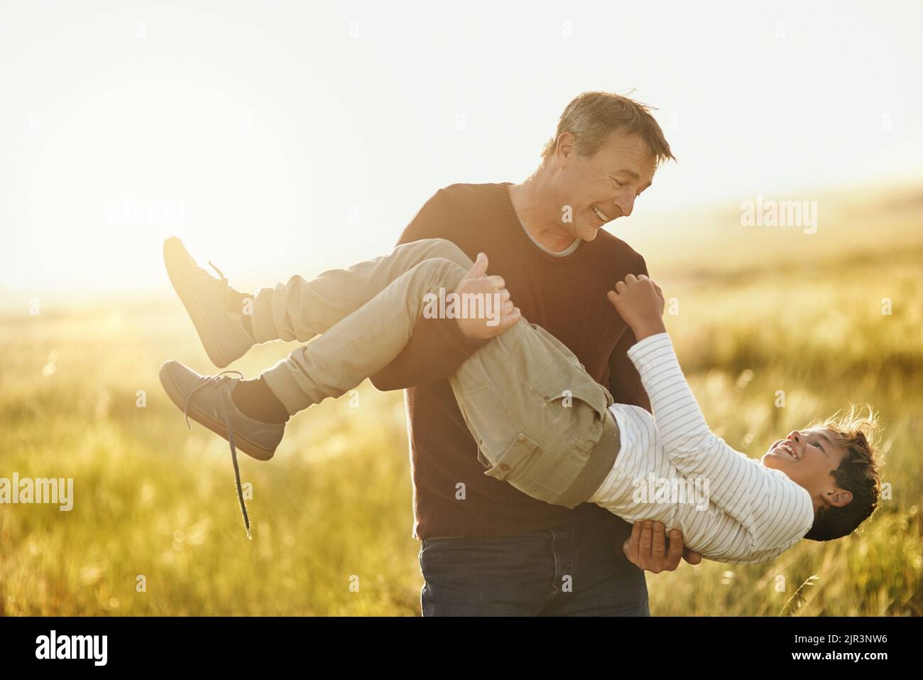 Plan some outdoor family time. a father and son having a good time ...