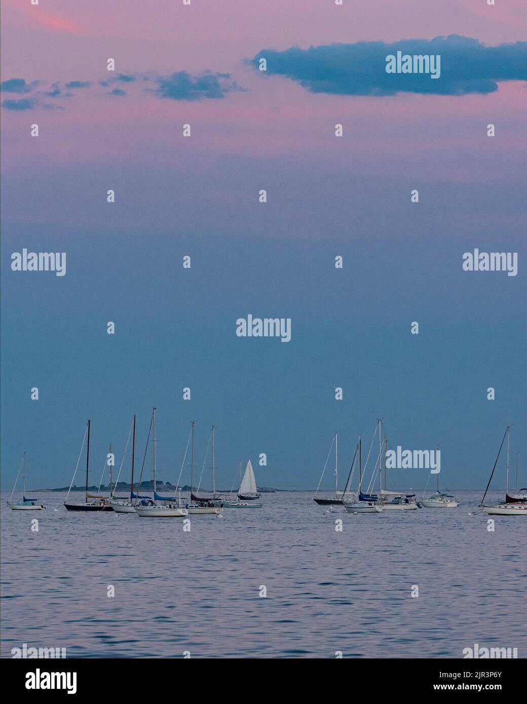Beverly, Massachusetts Beverly Harbor Overlook Sailboats with Pink ...