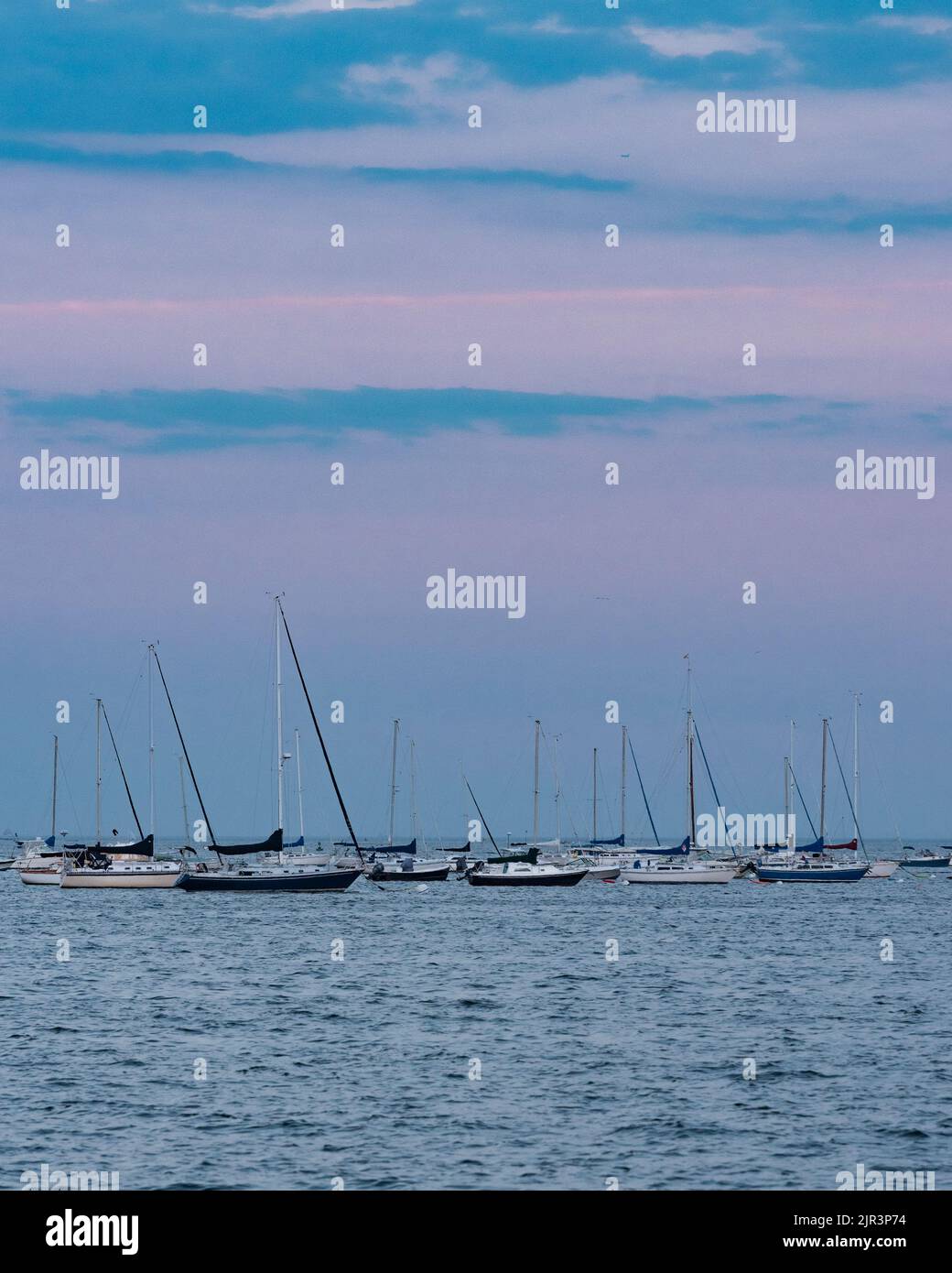 Beverly, Massachusetts Beverly Harbor Overlook Sailboats with Pink ...