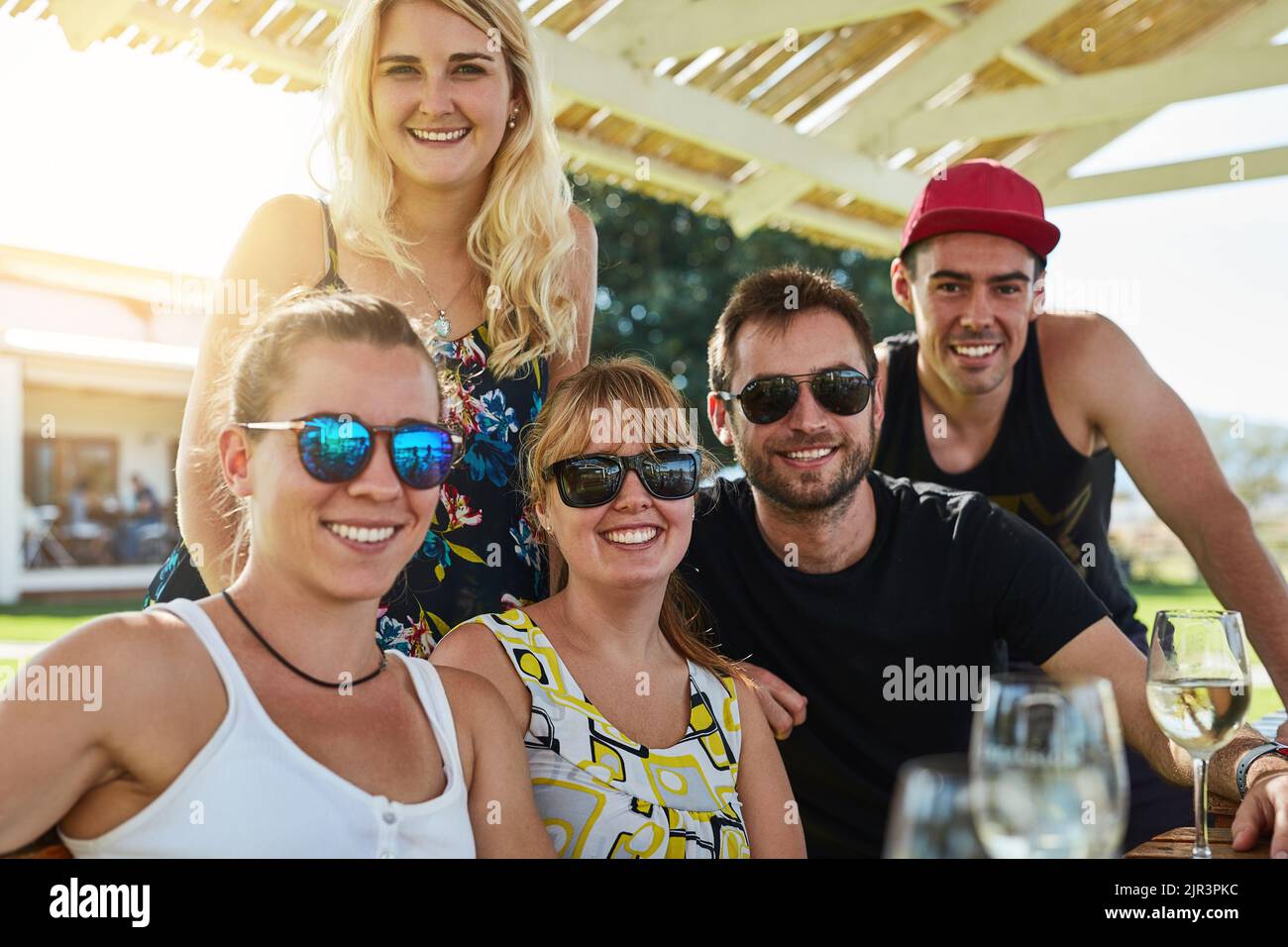 Lets have fun together forever. young people spending the day outside ...