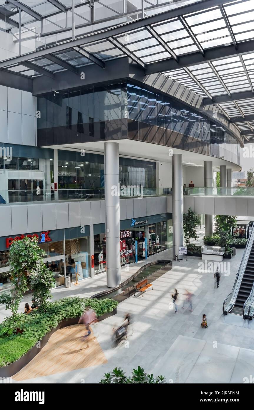 modern shopping center. blurred. out of focus. interior of shopping ...