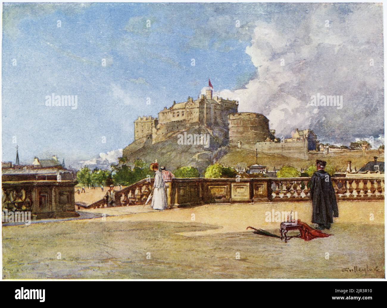 View of Edinburgh Castle, Scotland - from the terrace of Heriot's ...
