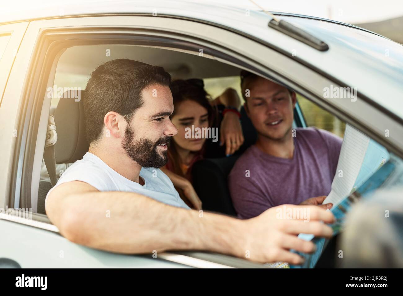 Let the adventure begin. a group of young friends getting ready to ...