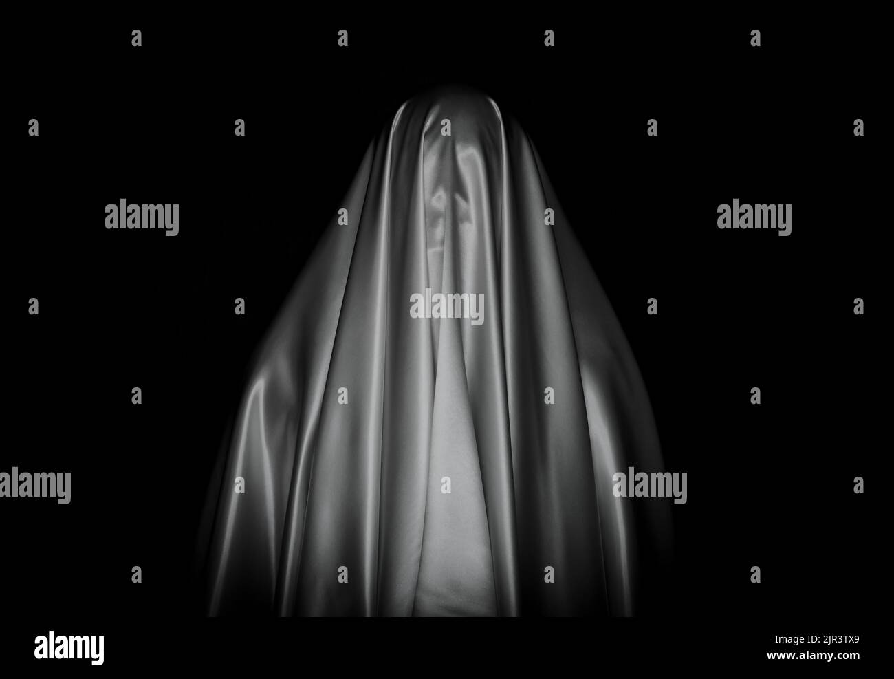 Scary white ghost sheet on black background for Halloween Festival ...