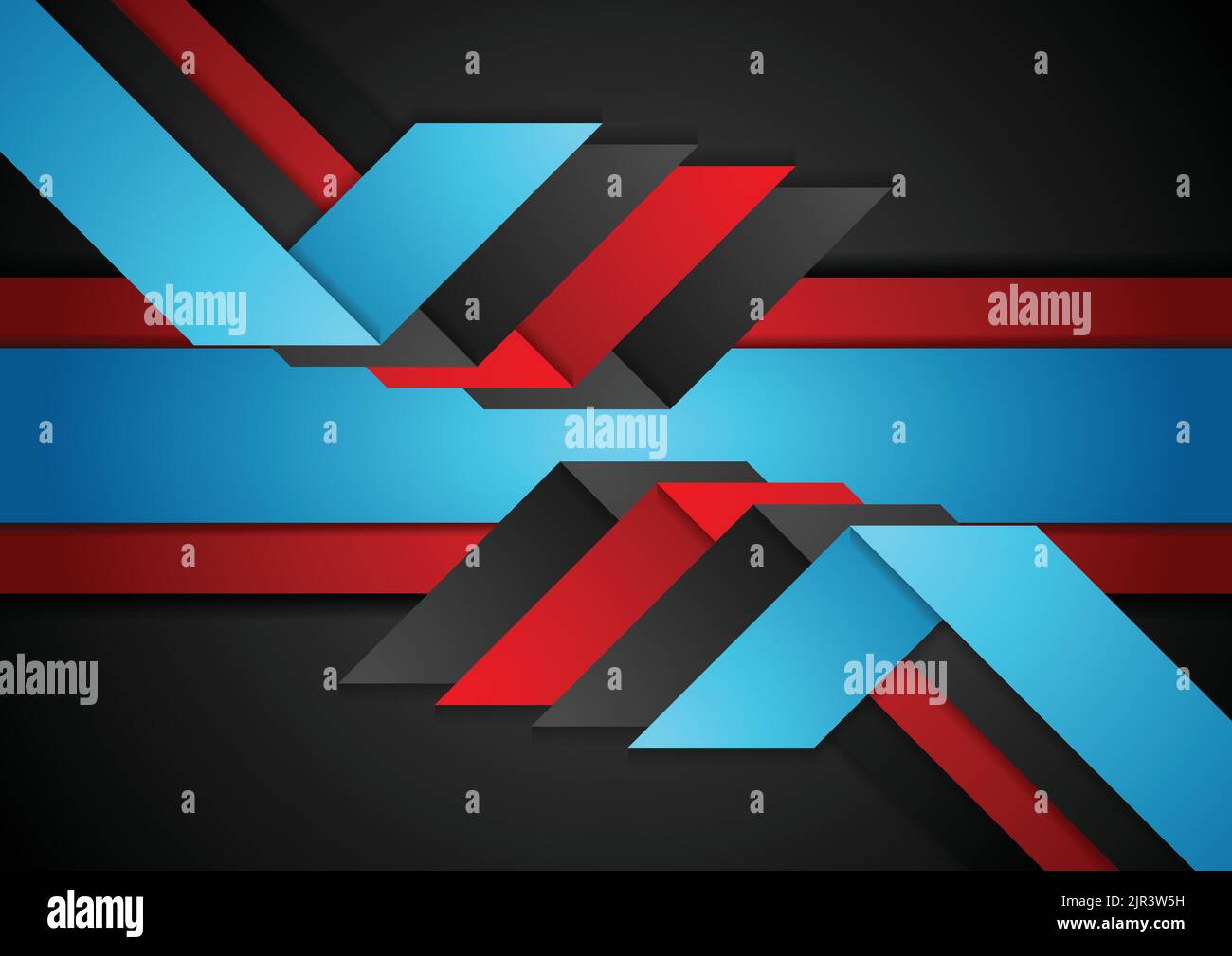 Contrast red and blue abstract geometric paper background. Vector tech ...